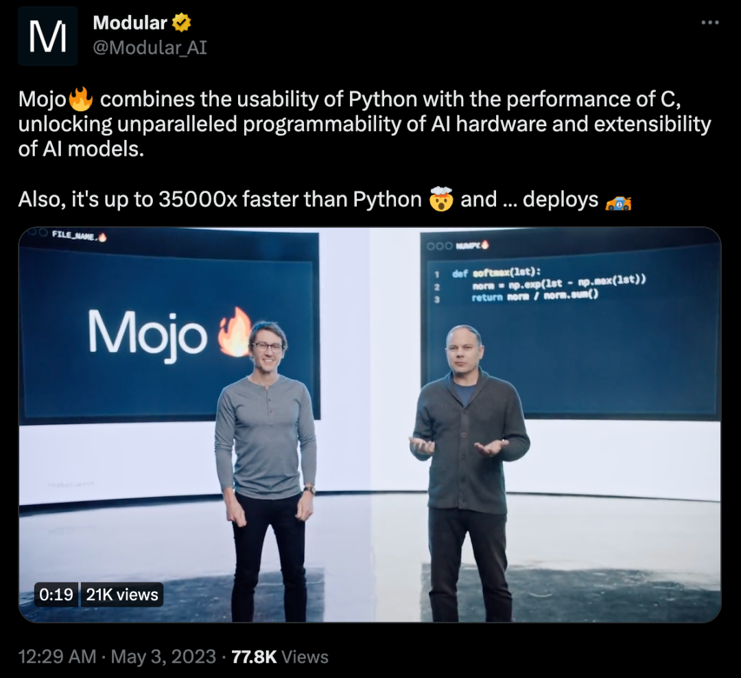 編譯器大佬Chris Lattner全新程式語言「Mojo」：相容Python核心功能，提速35000倍 - 幫趣